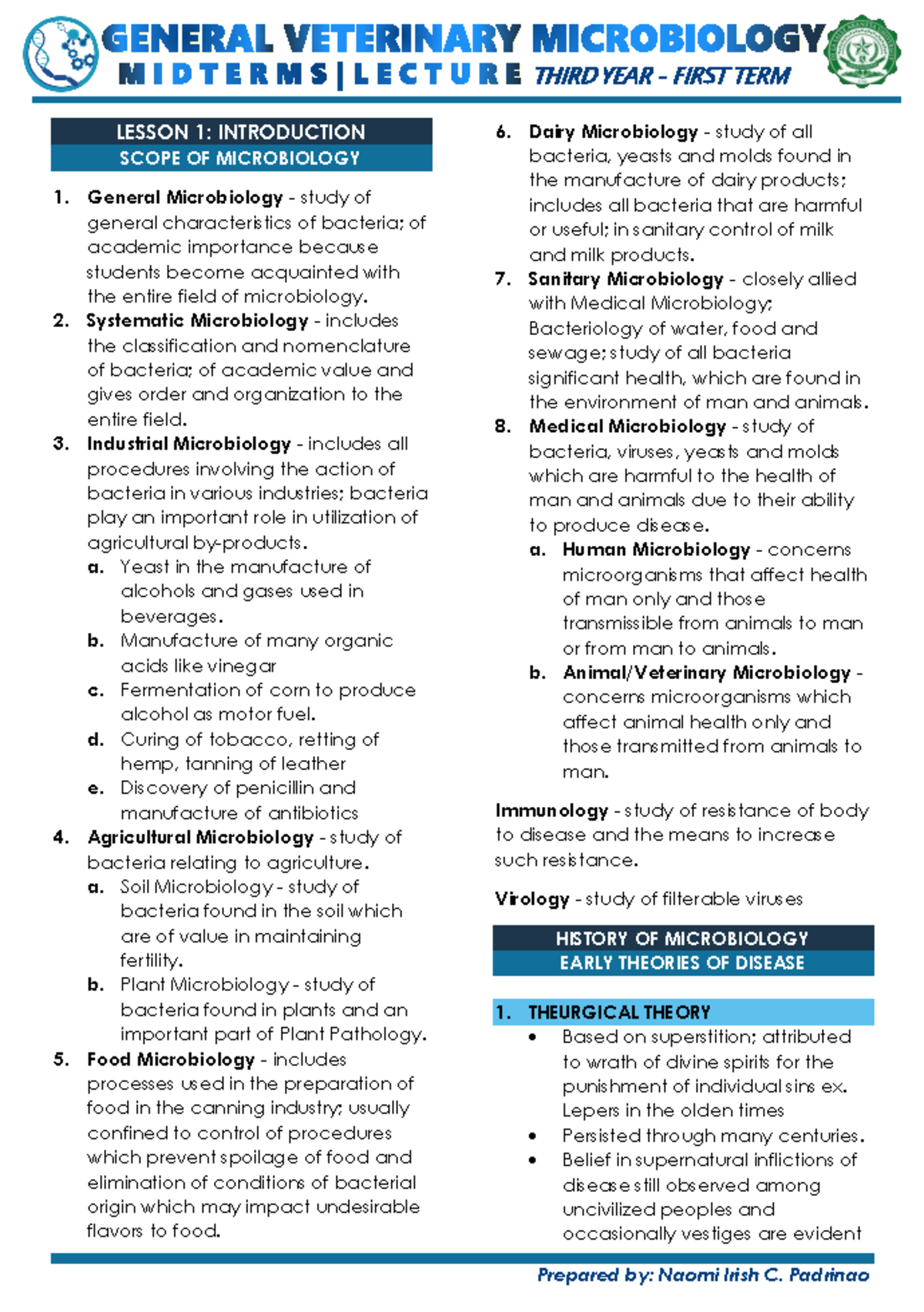 MICR101A Lesson 1 4 - Microbiology Lecture trans 3rd yr notes - M I D T ...