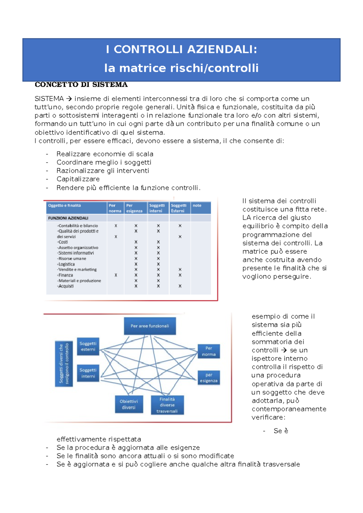 I Controlli Aziendali LA Matrice Rischi Controlli - programmazione e ...