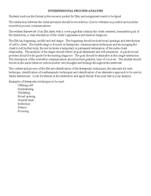 Interpersonal Process Recording - INTERPERSONAL PROCESS ANALYSIS ...