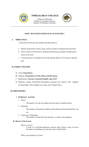 English 4 - ASK - Detailed Lesson Plan in English 3 I. Objectives At ...
