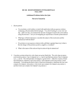 Problem-set-3 - Problem set with Student Work - BE 100. BIOENGINEERING ...