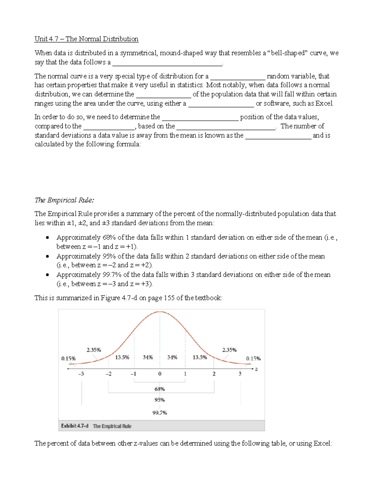 The Normal Distribution - The normal curve is a very special type of ...