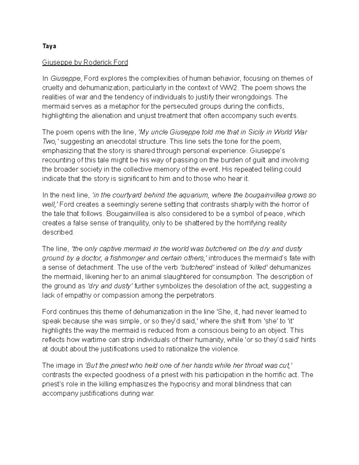 Poem - deferred - Taya Giuseppe by Roderick Ford In Giuseppe, Ford ...