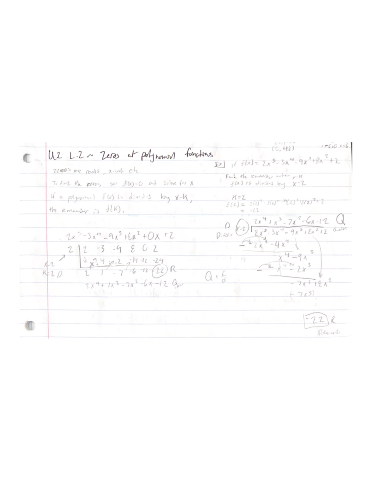 Unit 2 Lesson 2 Zeros Of Polynomial Functions 042 Uz L Zeros At