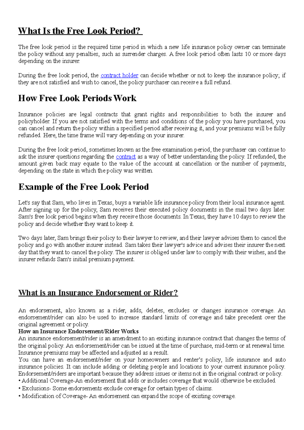 Life insurance notes - jksdo - What Is the Free Look Period? The free ...