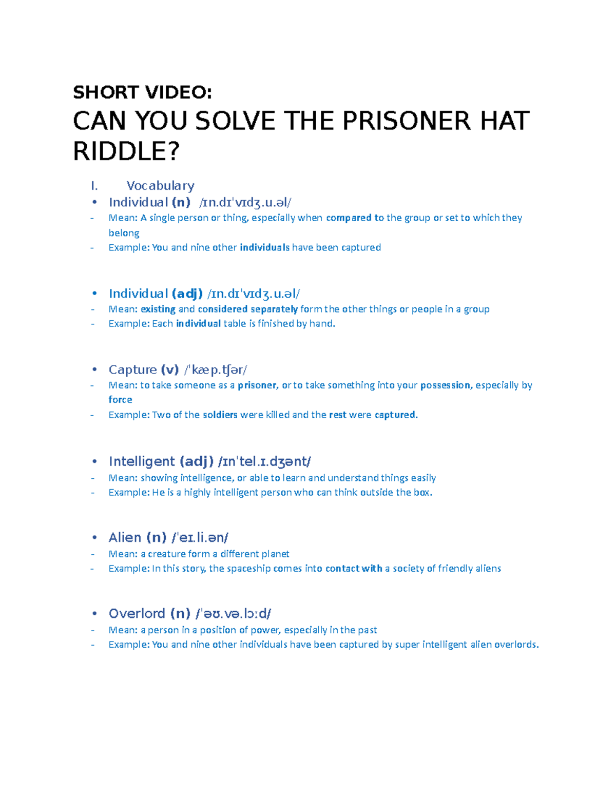 Toeic - Short - SHORT VIDEO: CAN YOU SOLVE THE PRISONER HAT RIDDLE? I ...