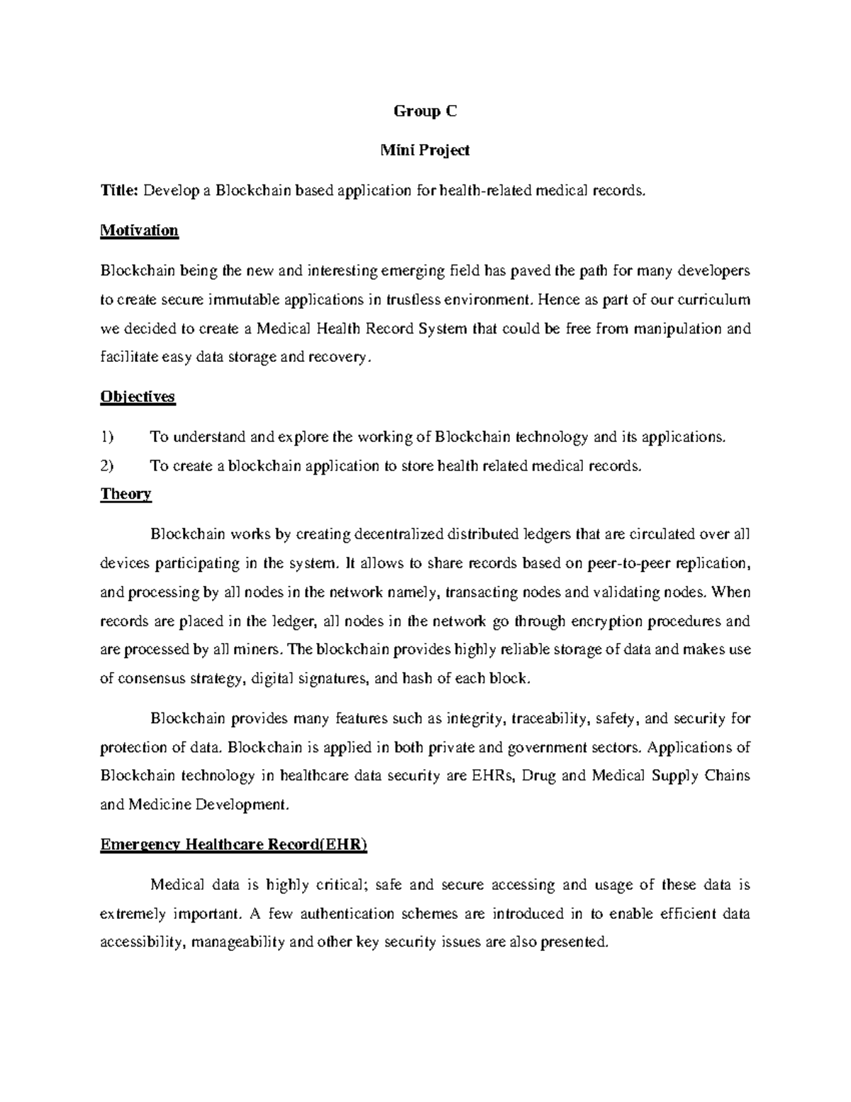 Group C BCT MINI Project - Group C Mini Project Title: Develop a ...