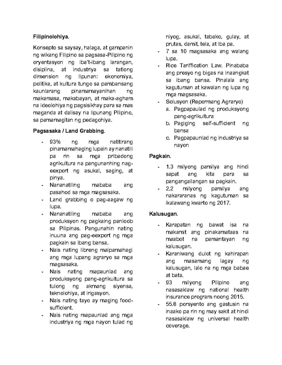 Filipinolohiya - class lecture notes - Filipinolohiya. Konsepto sa ...