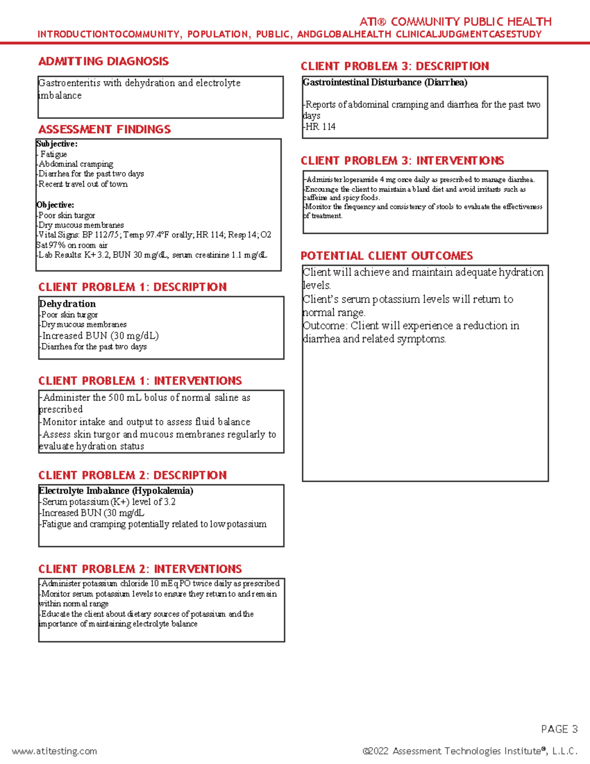 Outbreak investigation MAP - ATI® COMMUNITY PUBLIC HEALTH ...