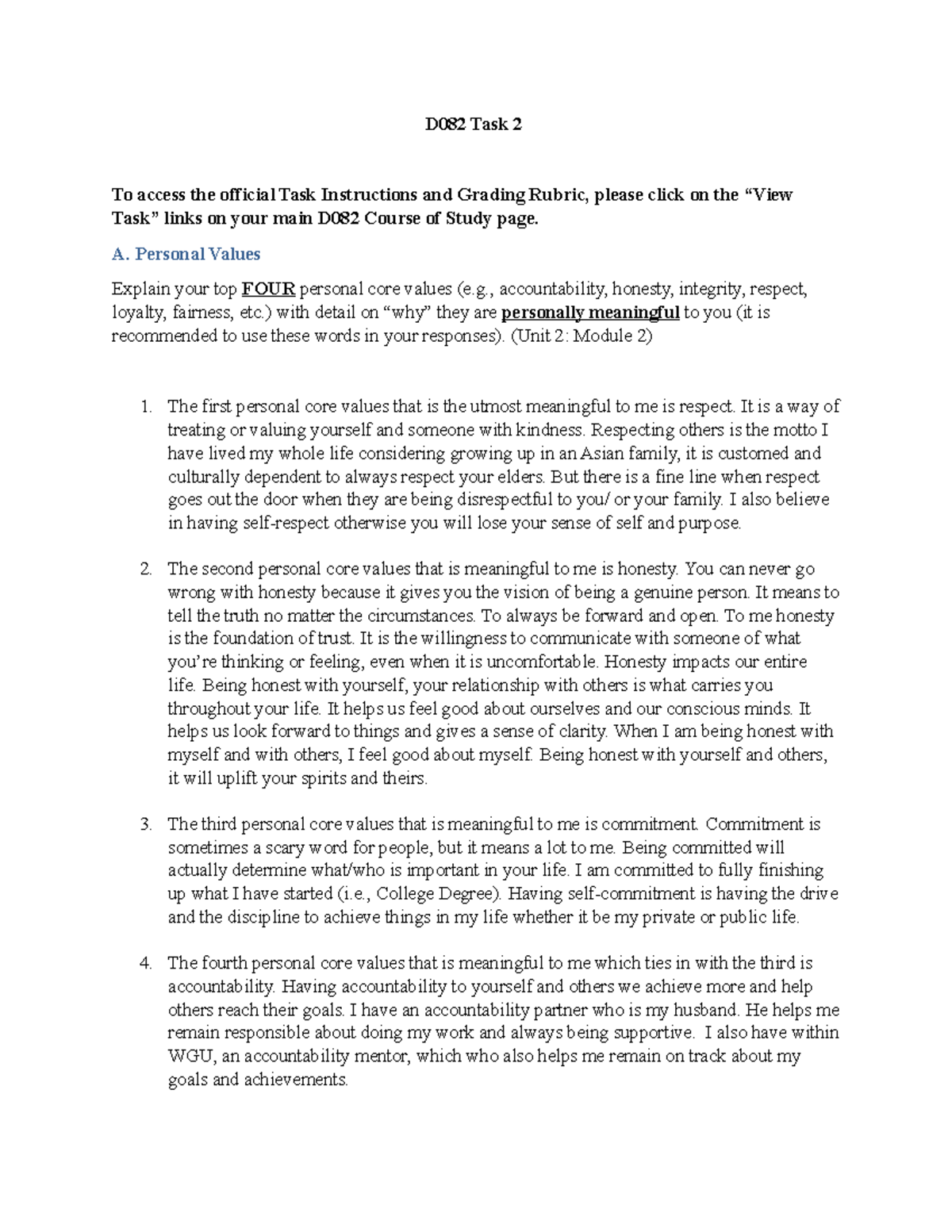 Task 2 Emotional and Cultural Intelligence - D082 Task 2 To access the ...