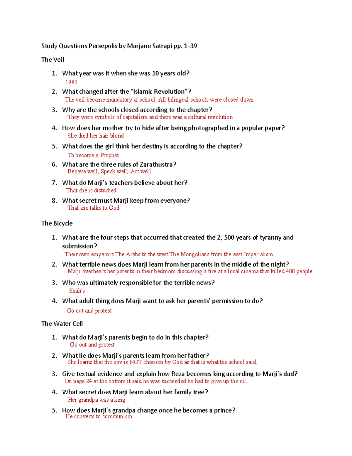 Kami Export - Addison Buck - Study Questions Persepolis by Marjane ...