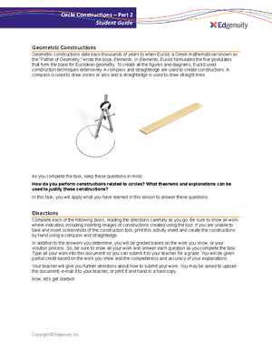 Circle Constructions - Student Guide - Part 1 - Geometric Constructions ...