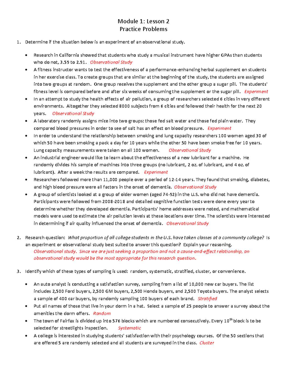 Module 1 Lesson 2 Practice Problems KEY 22 - Module 1: Lesson 2 ...
