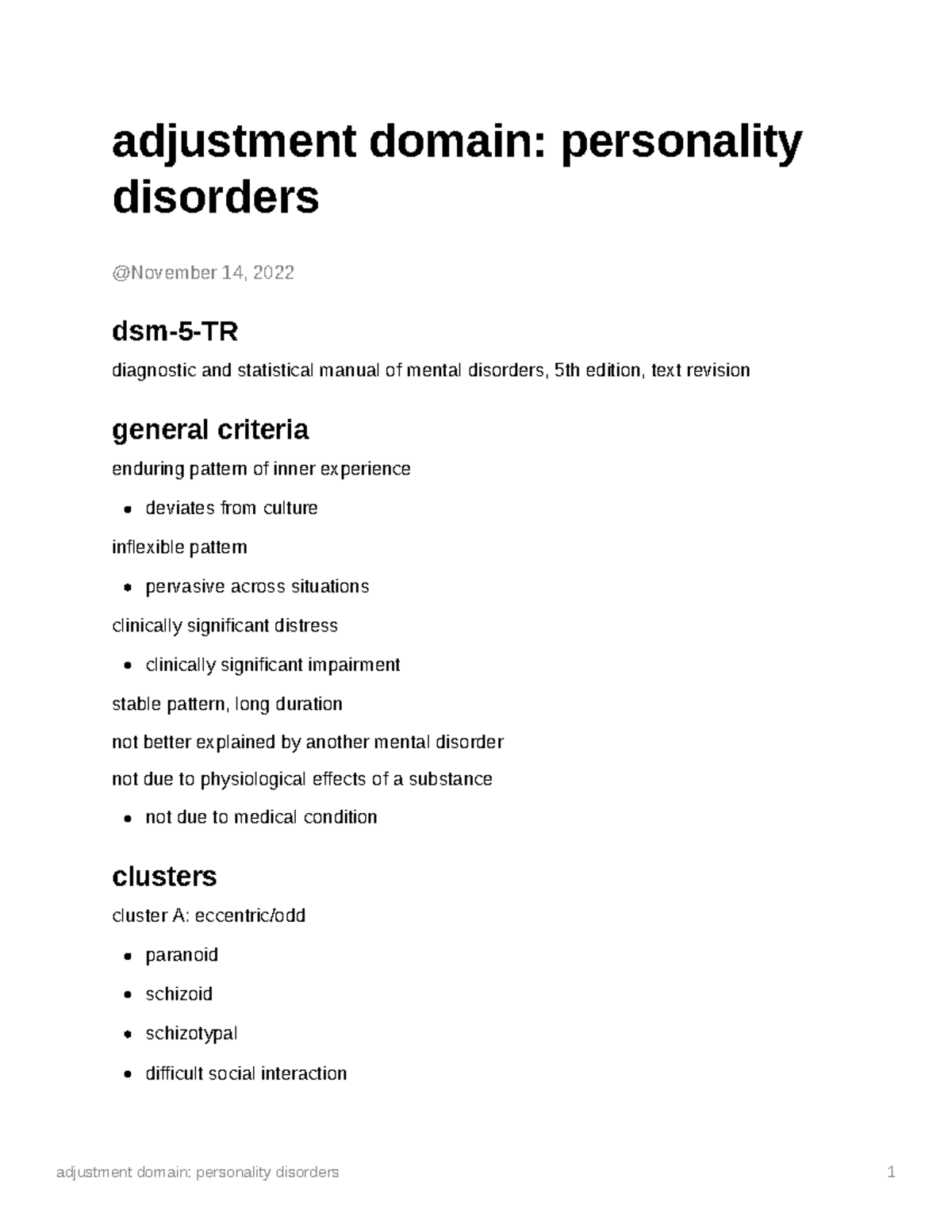 Adjustment Domain and Personality Disorders - adjustment domain ...