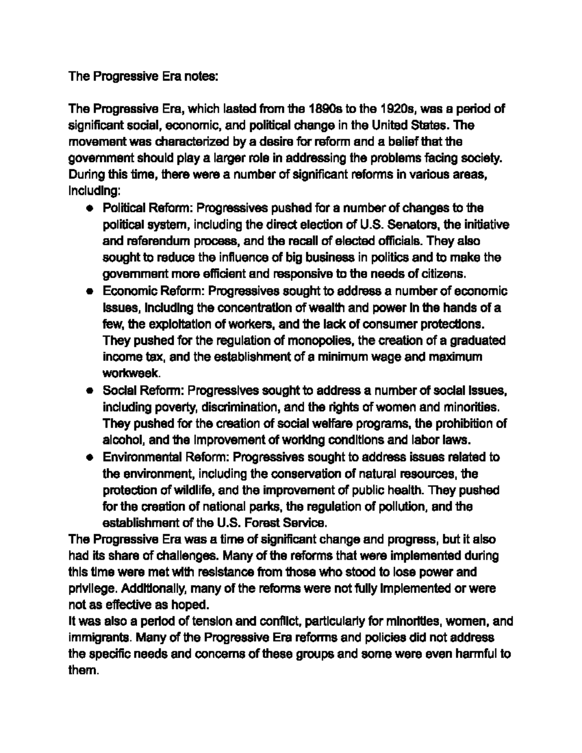 The Progressive Era part 1 - HST 122 - Studocu