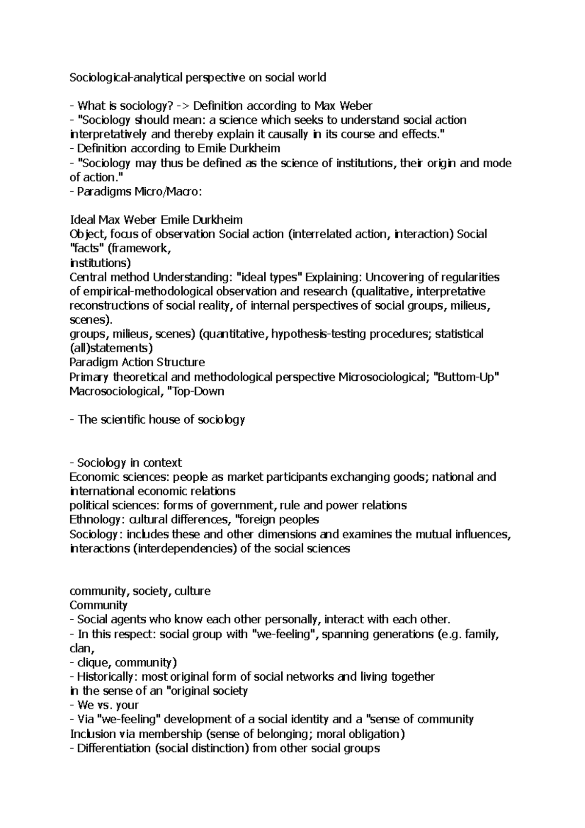 Sociological - Sociology Notes - Sociological-analytical perspective on ...