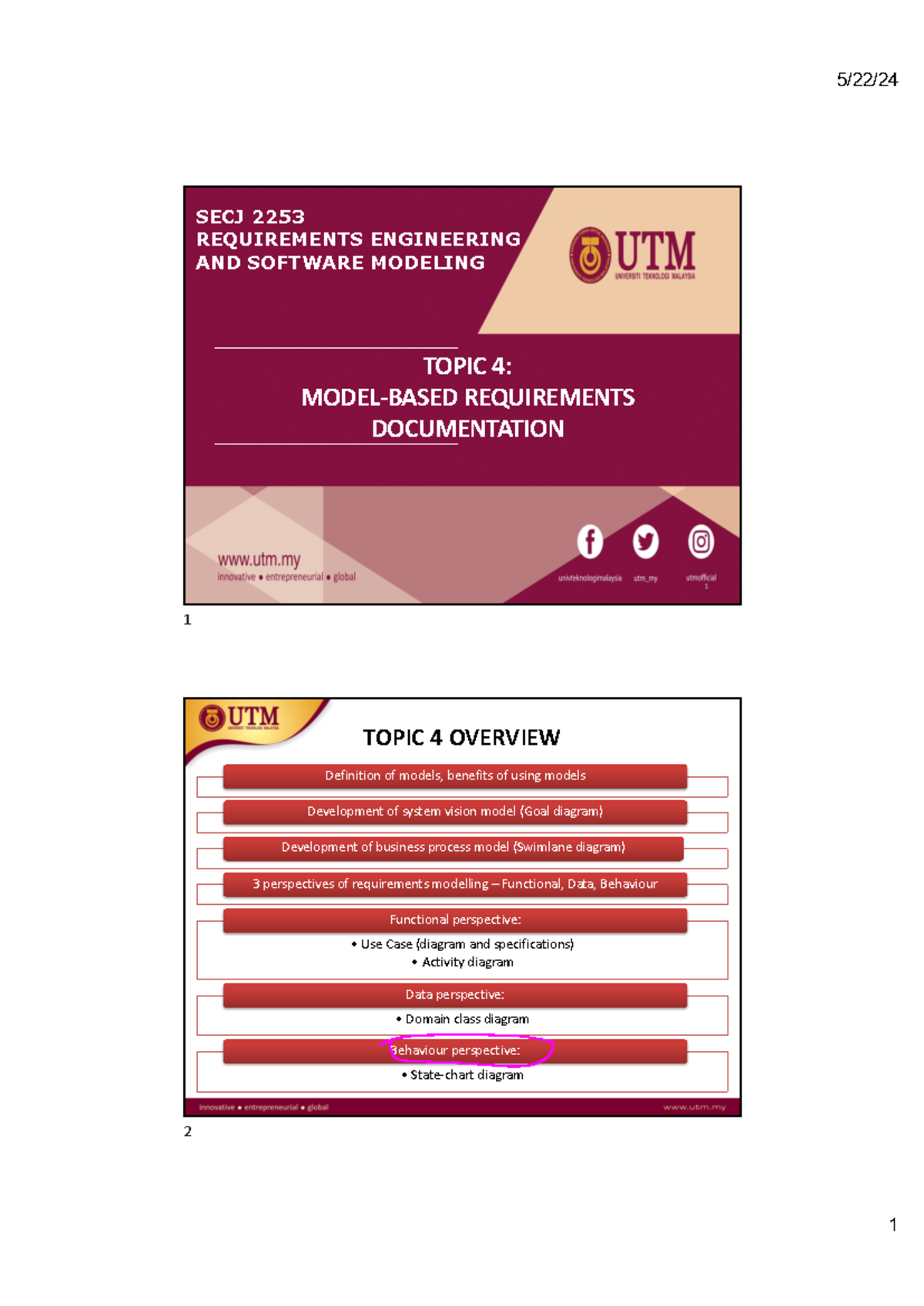 04 Model-based documentation Part 5 - State diagram - SECJ 2253 REQUIREMENTS ENGINEERING AND ...