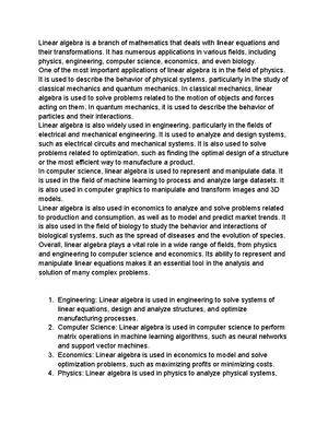 Definition and examples of linear algebra - Linear algebra is a branch ...