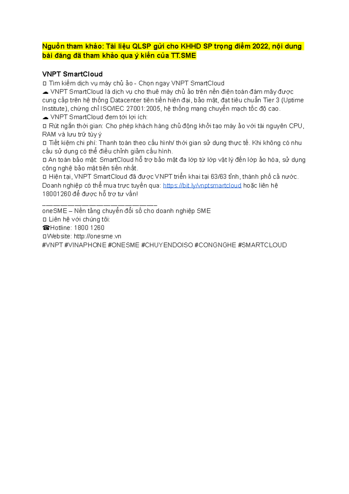 VNPT Smart Cloud T2 2022 - Nguồn tham khảo: Tài liệu QLSP gửi cho KHHD SP trọng điểm 2022, nội ...