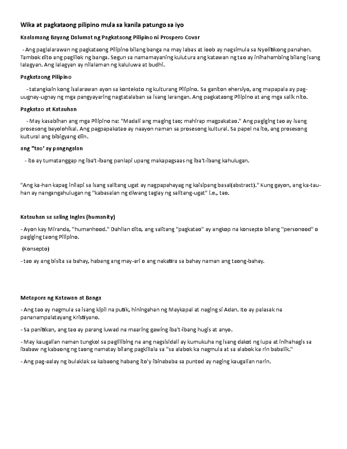 Filipinohiya Lesson 1 reviewer lecture notes - English Language ...