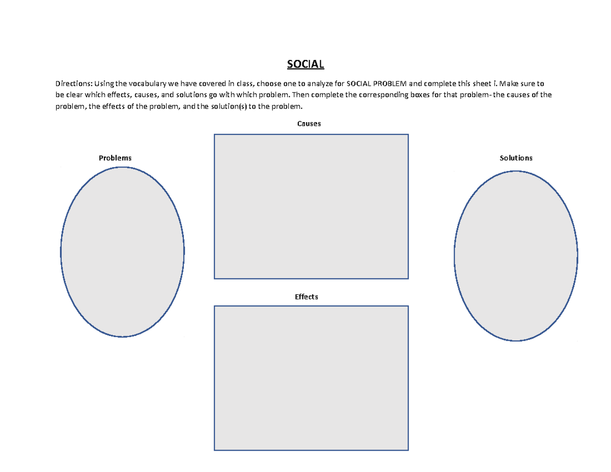 Copy of Cause and Effect Student Worksheet - SOCIAL Directions: Using ...