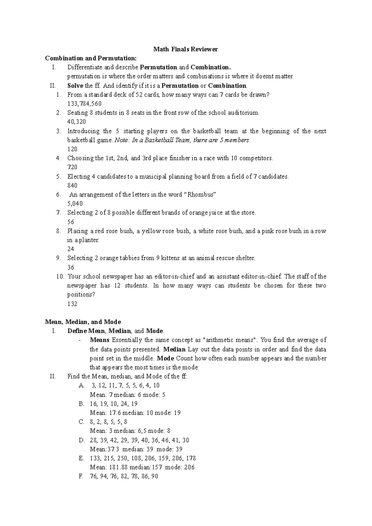 Math Worksheet Reviewer Finals Term 3 - Math Finals Reviewer ...