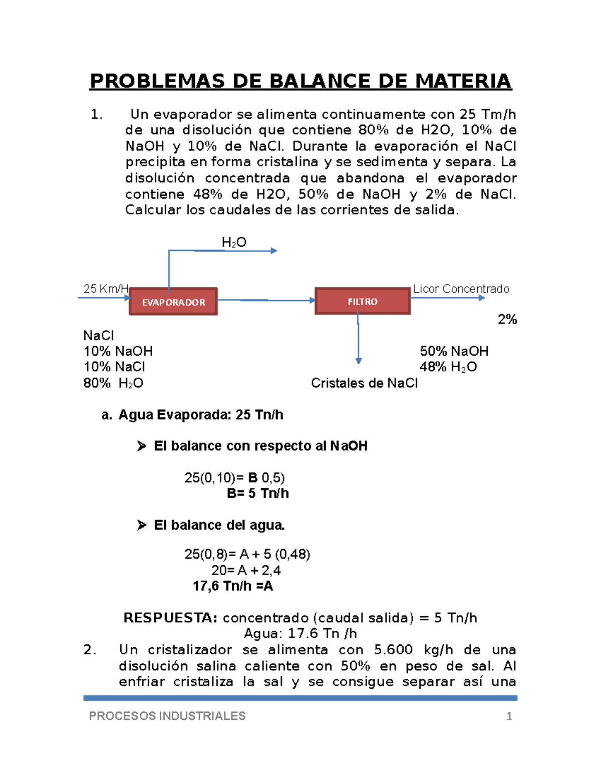 282827153 Ejercicios Propuestos de Procesos Industriales - PROBLEMAS DE ...