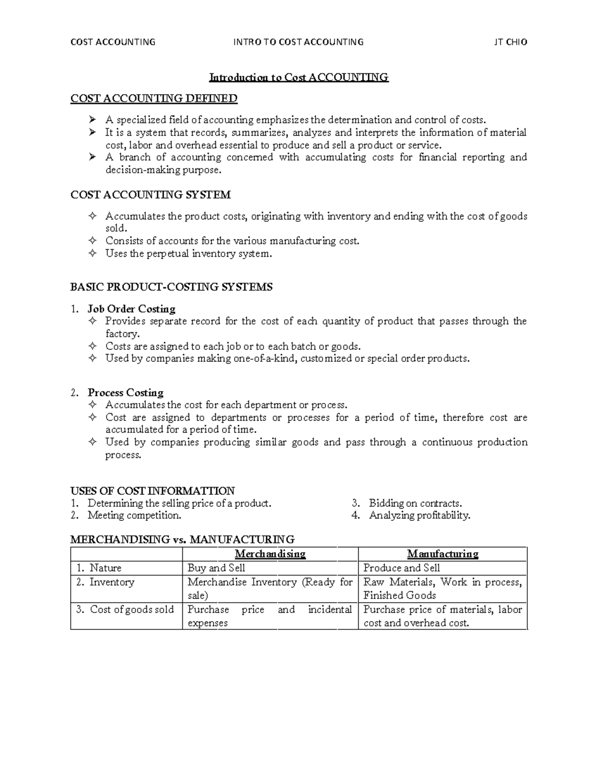 Intro to cost accounting and cost concept - Introduction to Cost ...