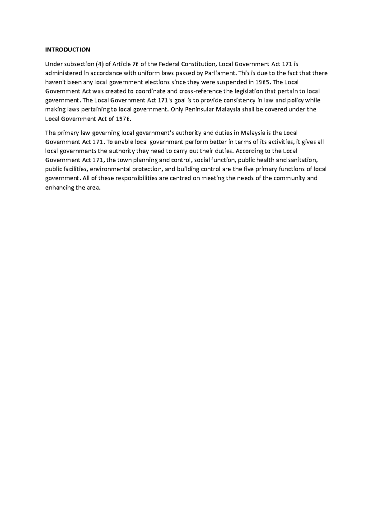 PAD320 Introduction - INTRODUCTION Under subsection (4) of Article 76 ...