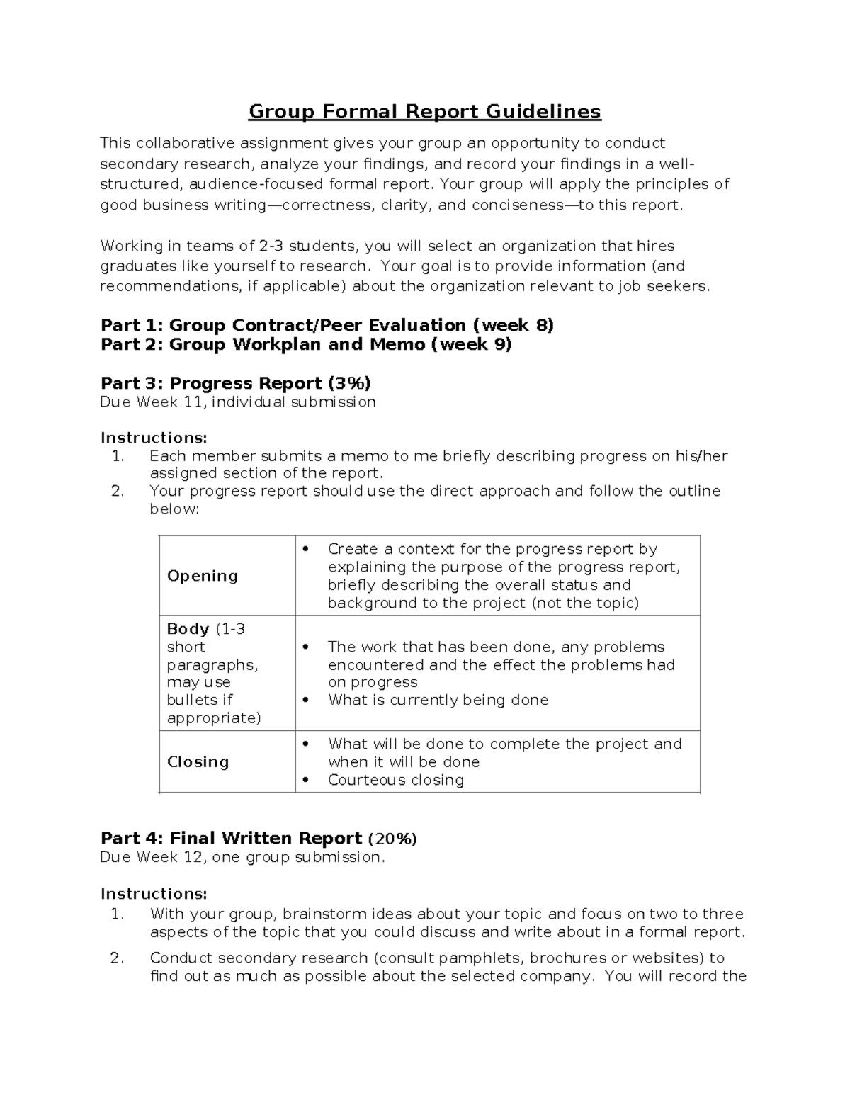Group Formal Report Guidelines - Your group will apply the principles ...