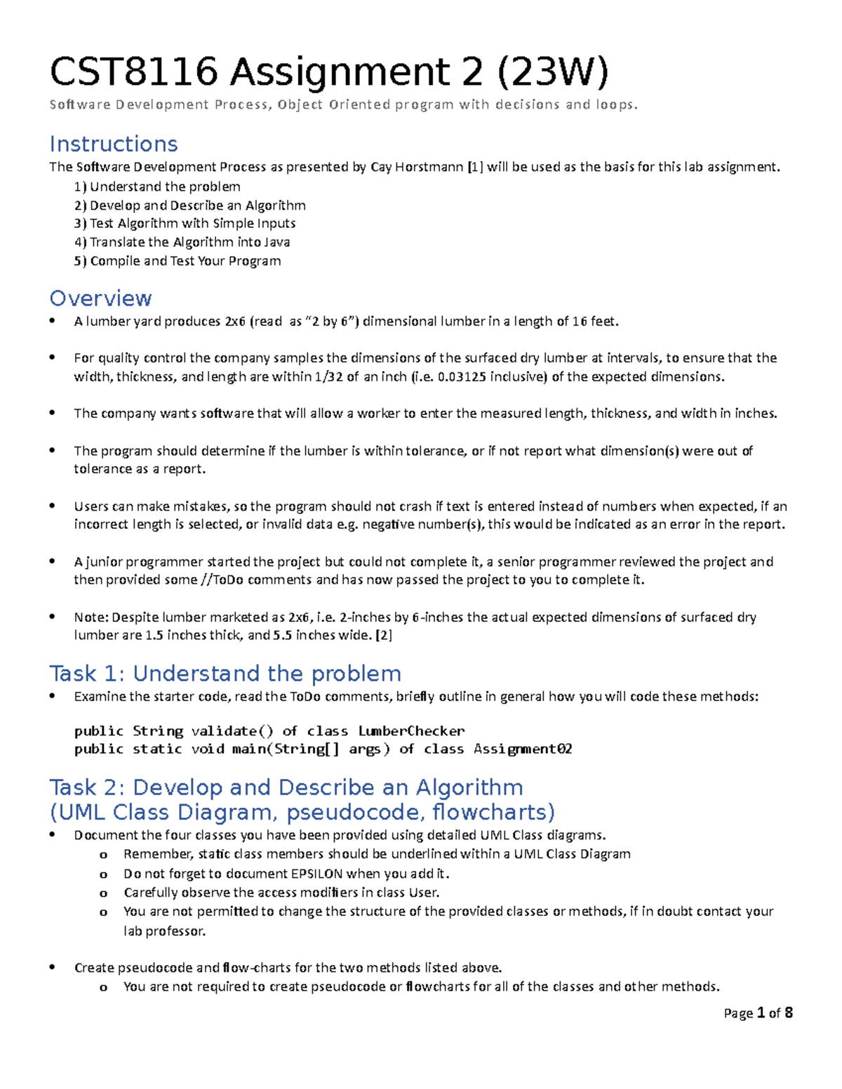 CST8116 Assignment 2 (23W) - CST8116 Assignment 2 (23W) Software Development Process, Object ...