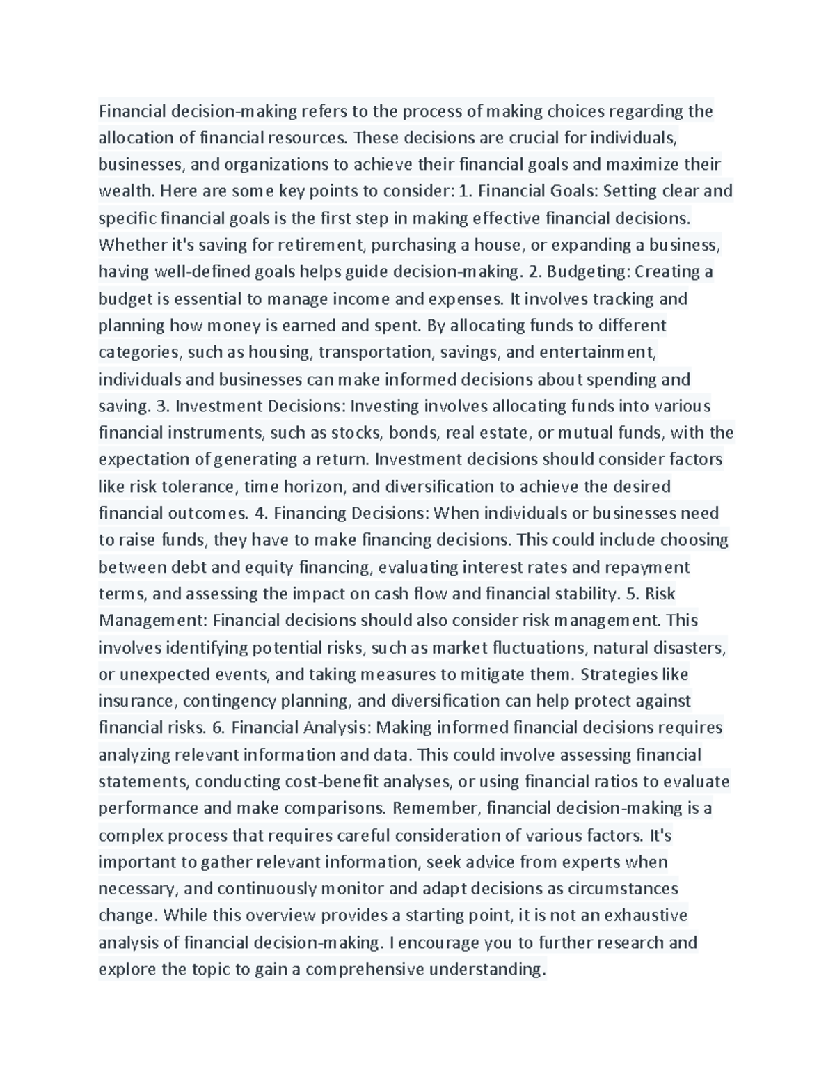 Financial decision - Financial decision-making refers to the process of ...