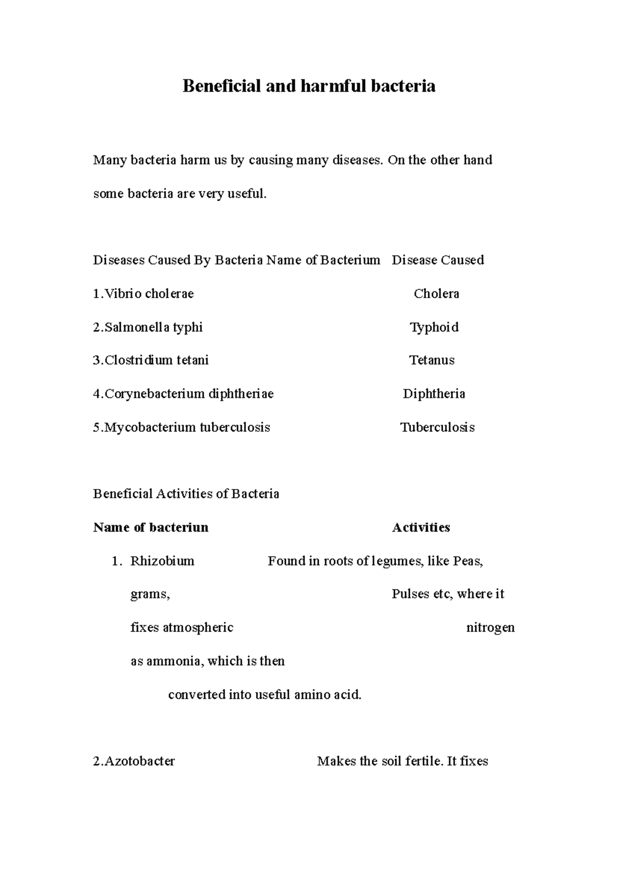 Beneficial and harmful bacteria - On the other hand some bacteria are ...