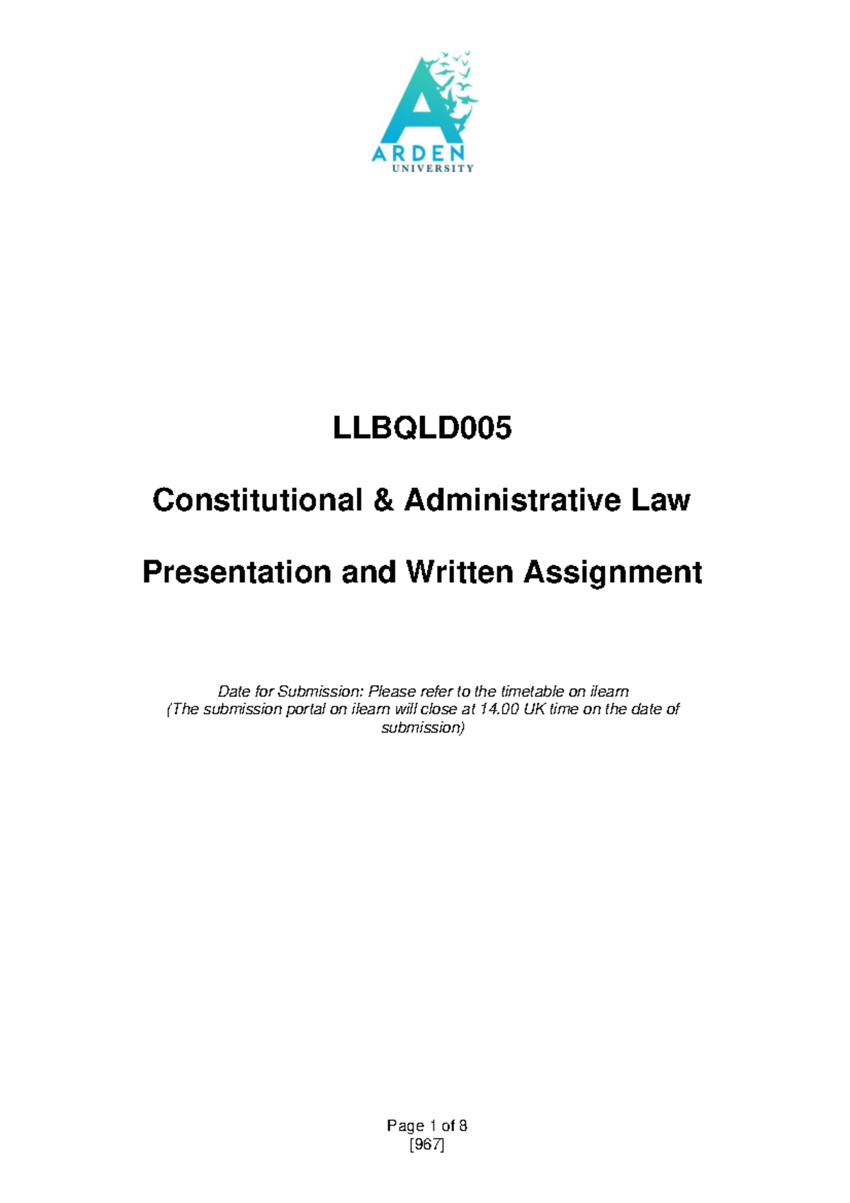 Assignment law law - Page 1 of 8 LLBQLD Constitutional & Administrative ...