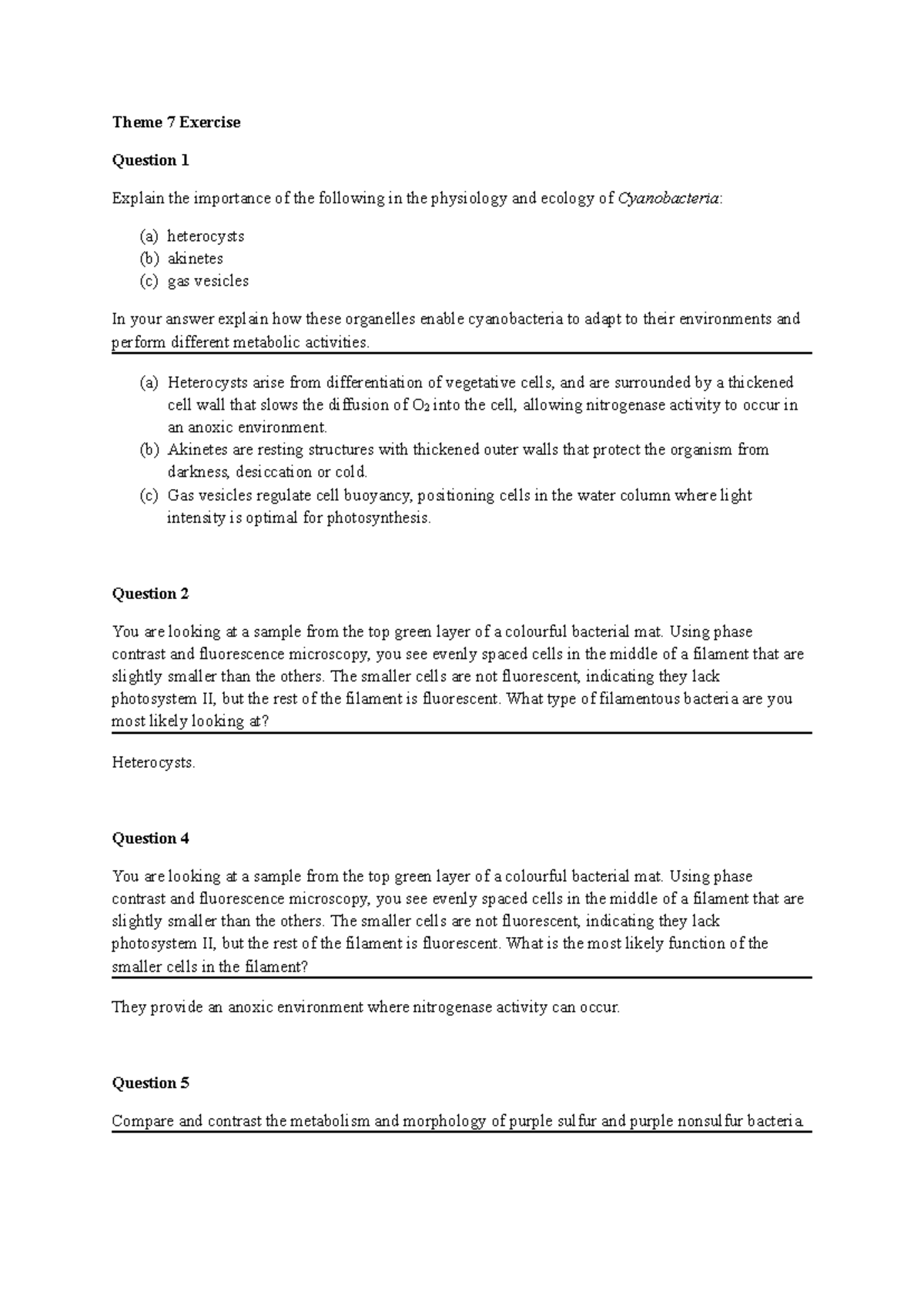 Theme 7 Exercise - Practice questions - Theme 7 Exercise Question 1 ...