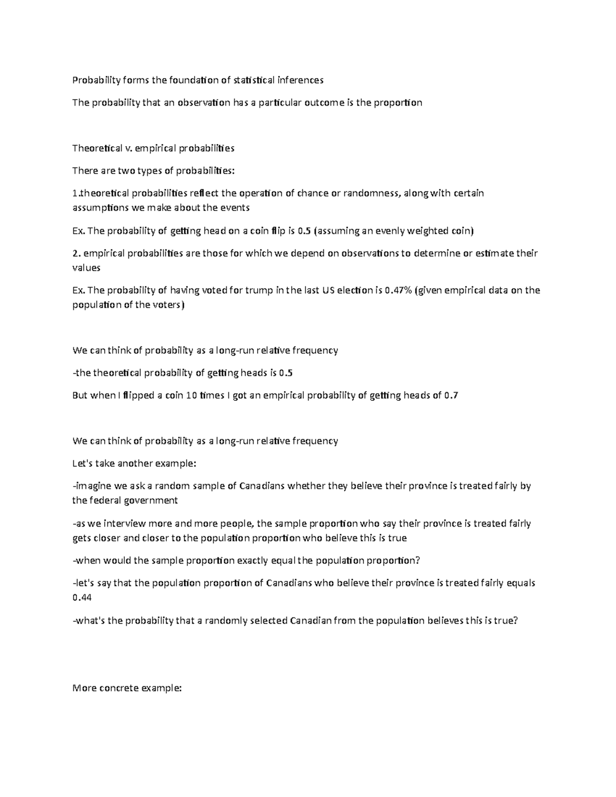 Socio stats week 4 lecture notes - Probability forms the foundation of ...