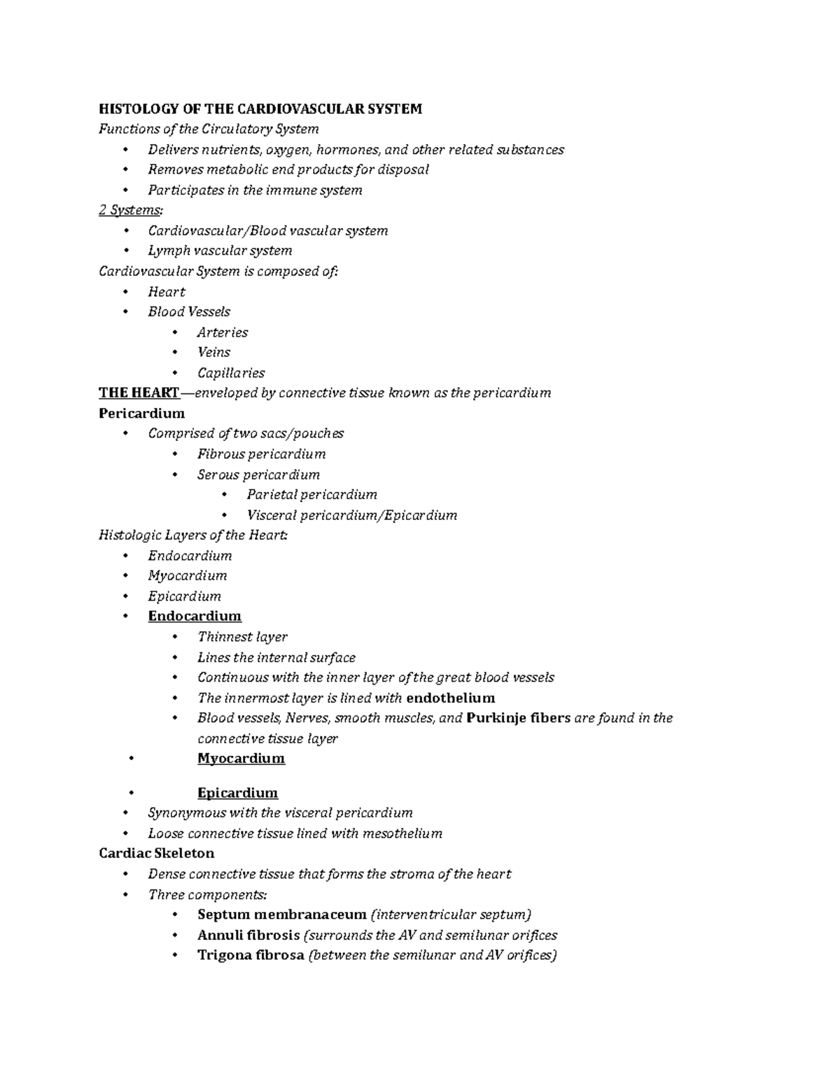 8 Cardiovascular- System - HISTOLOGY OF THE CARDIOVASCULAR SYSTEM ...