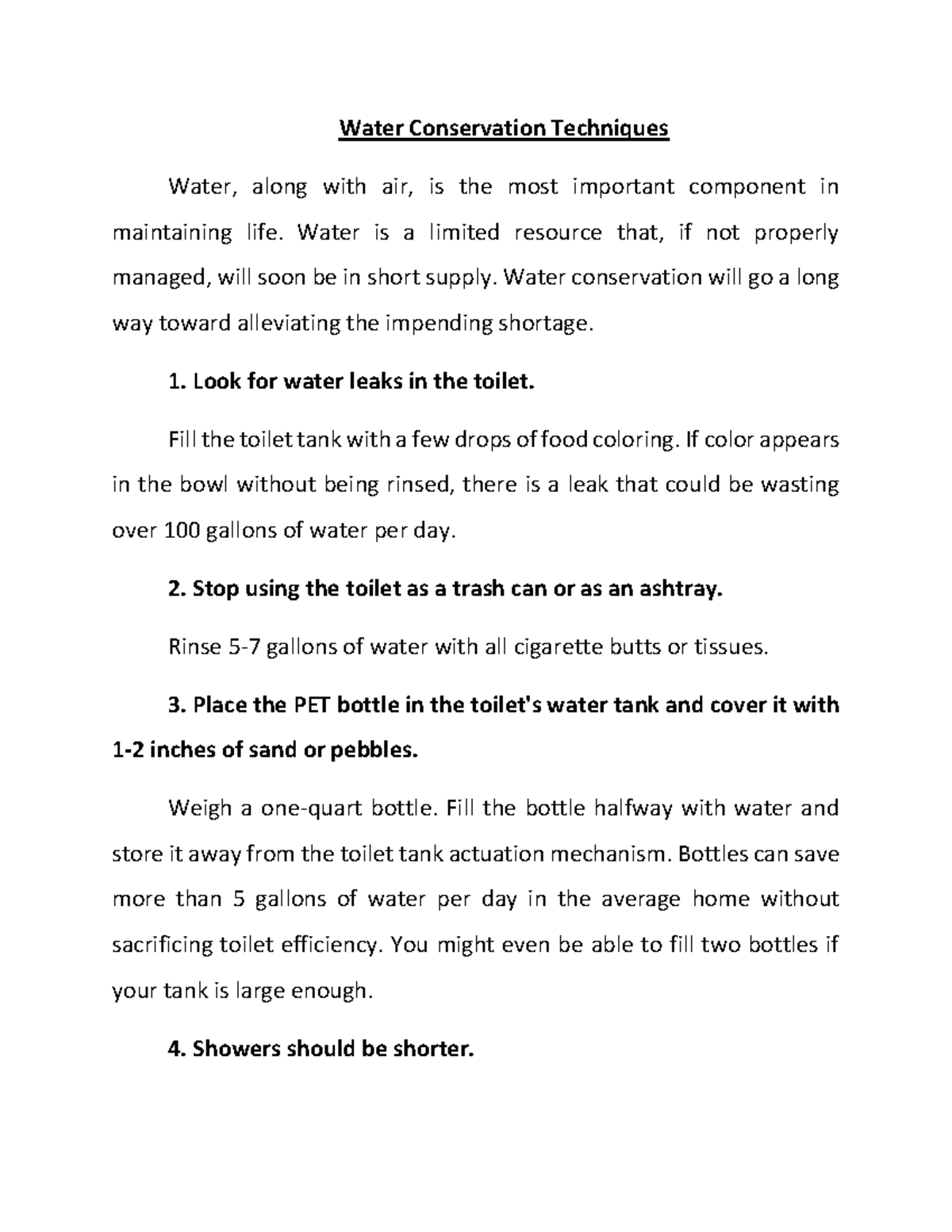 Water Conservation Techniques - Water Conservation Techniques Water ...