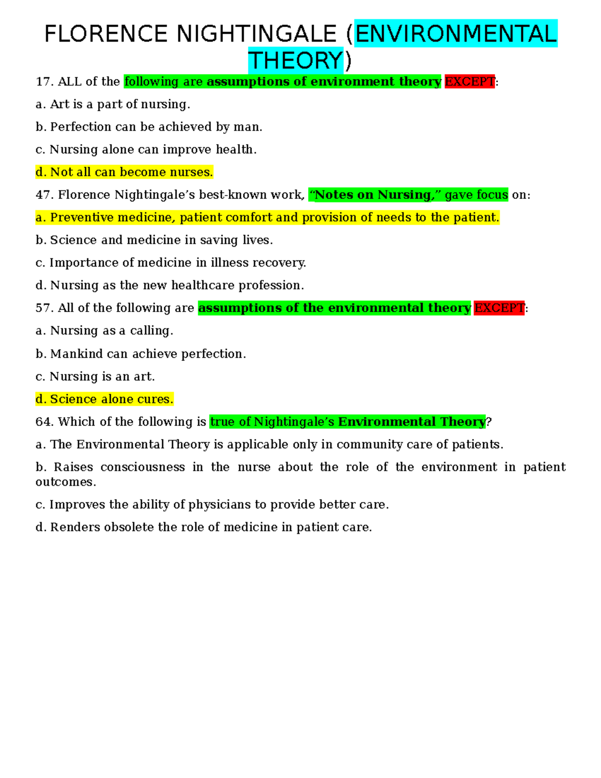 Florence Nightingale - ENVIRONMENTAL THEORY - FLORENCE NIGHTINGALE ...