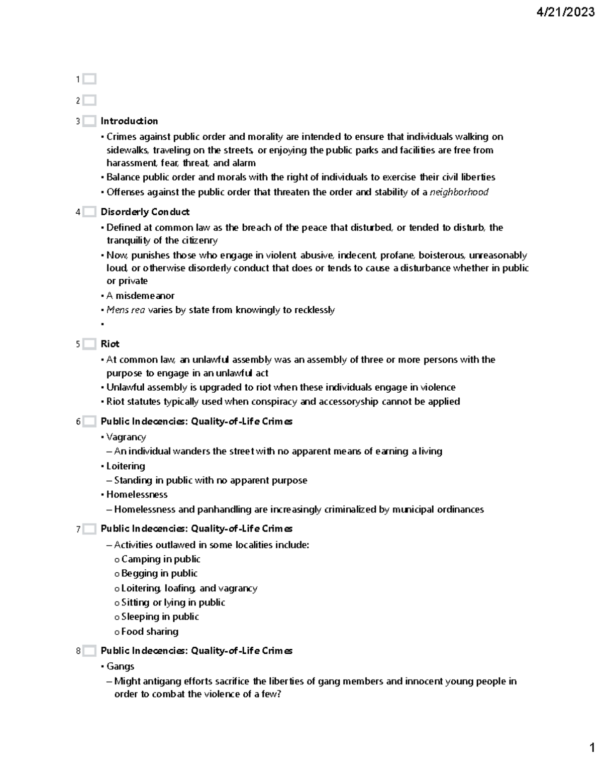 Crj 260 chapter 15 - 4/21/ 1 Introduction • Crimes against public order ...