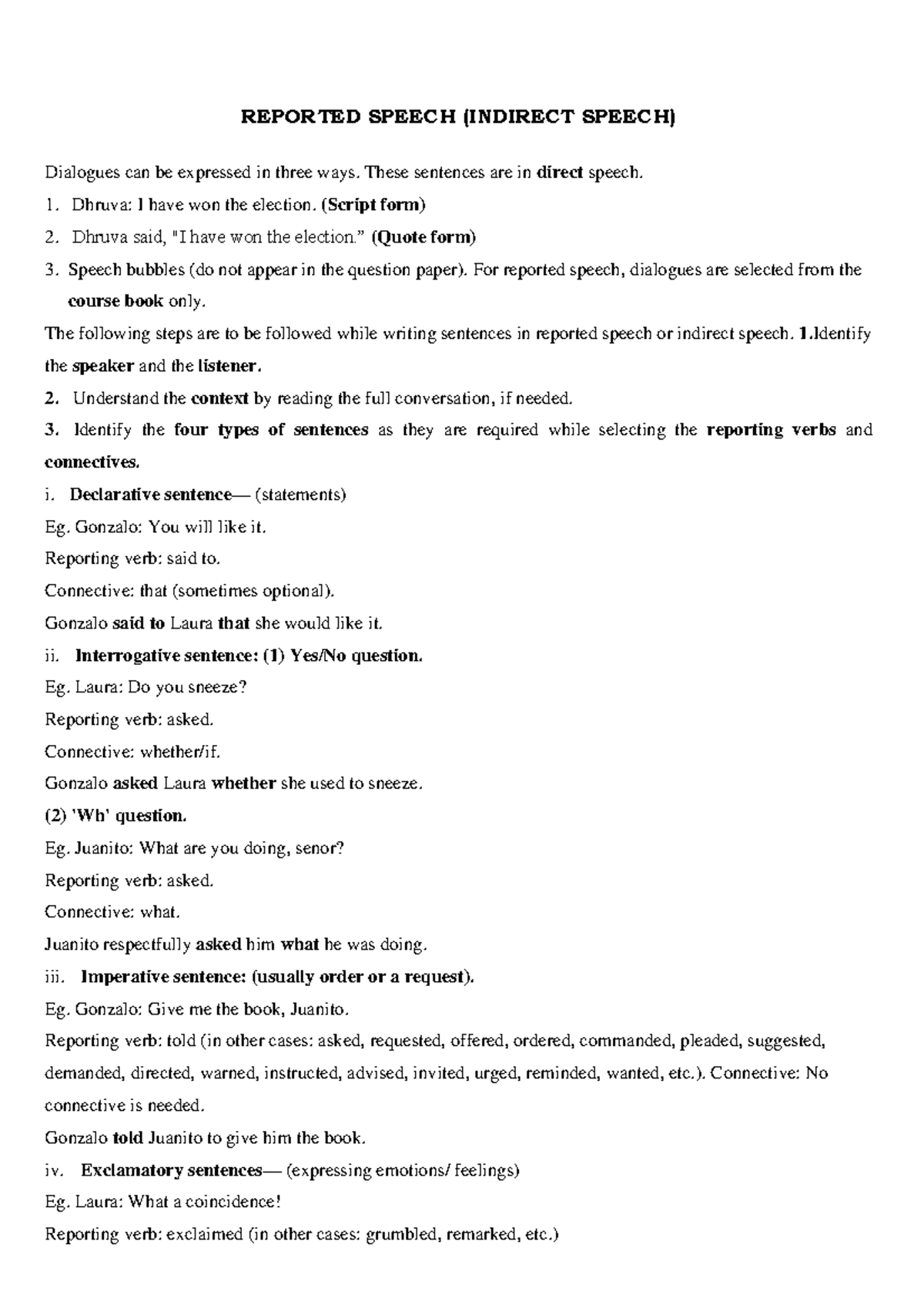 Reported Speech - Good - REPORTED SPEECH (INDIRECT SPEECH) Dialogues ...