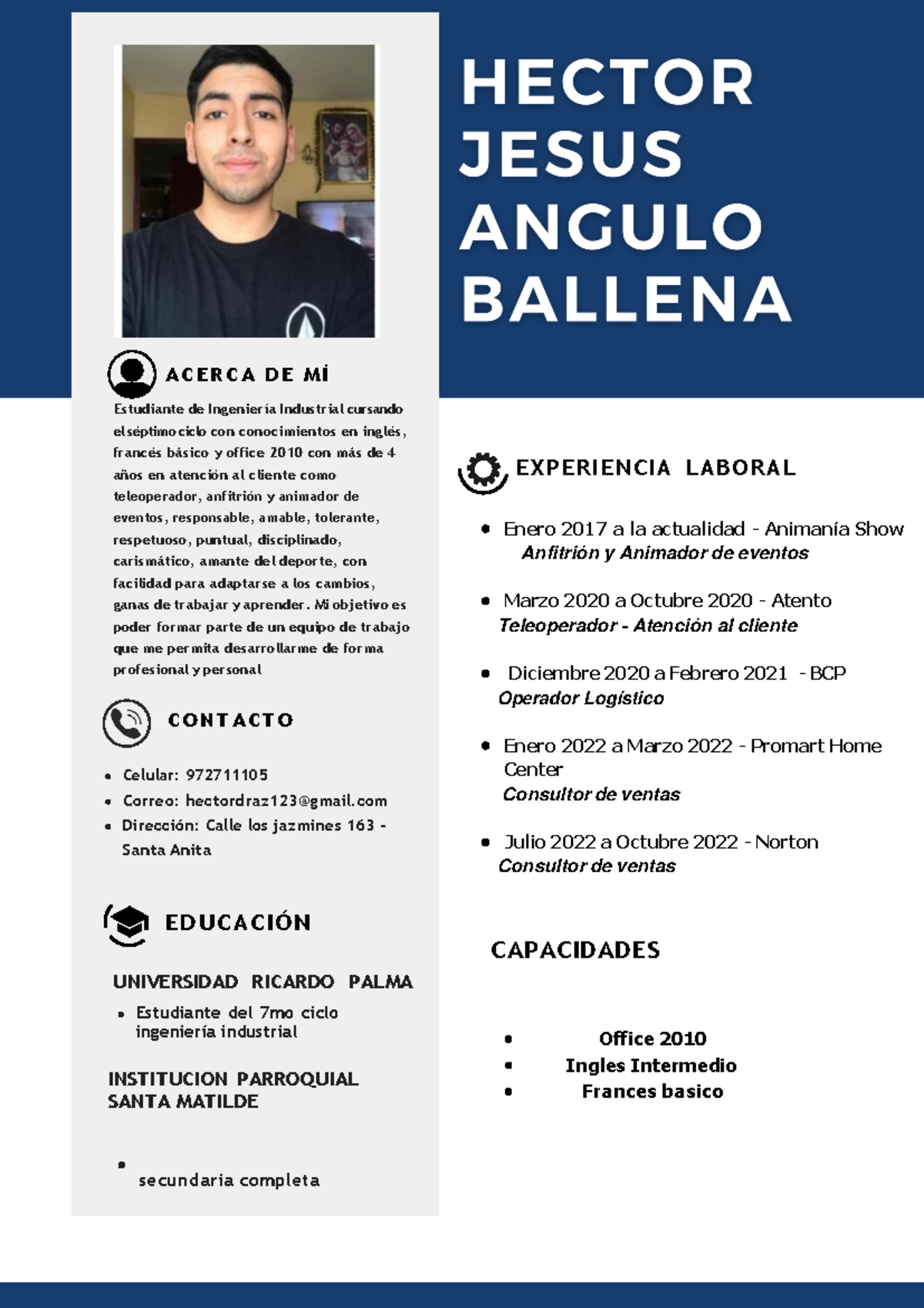 Hector Angulo CV - Fijas para la pc - ACERCA DE MÍ Estudiante de ...