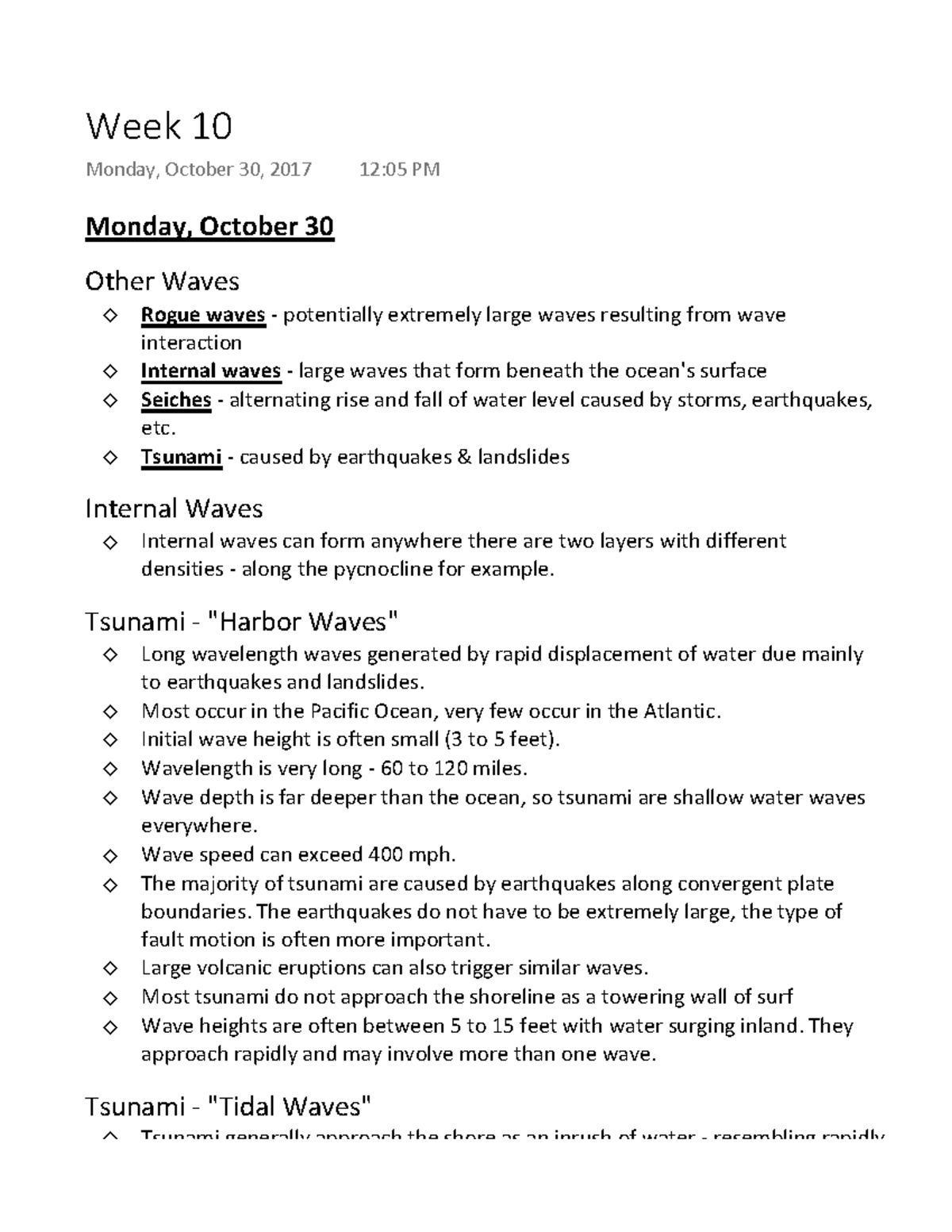 Week 10 - Lecture notes 28-30 - Week 10 Monday, October 30, 2017 12:05 ...