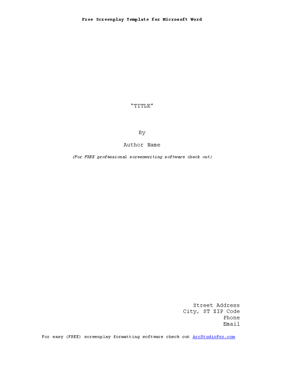 Screenplay-template-word - Free Screenplay Template for Microsoft Word ...