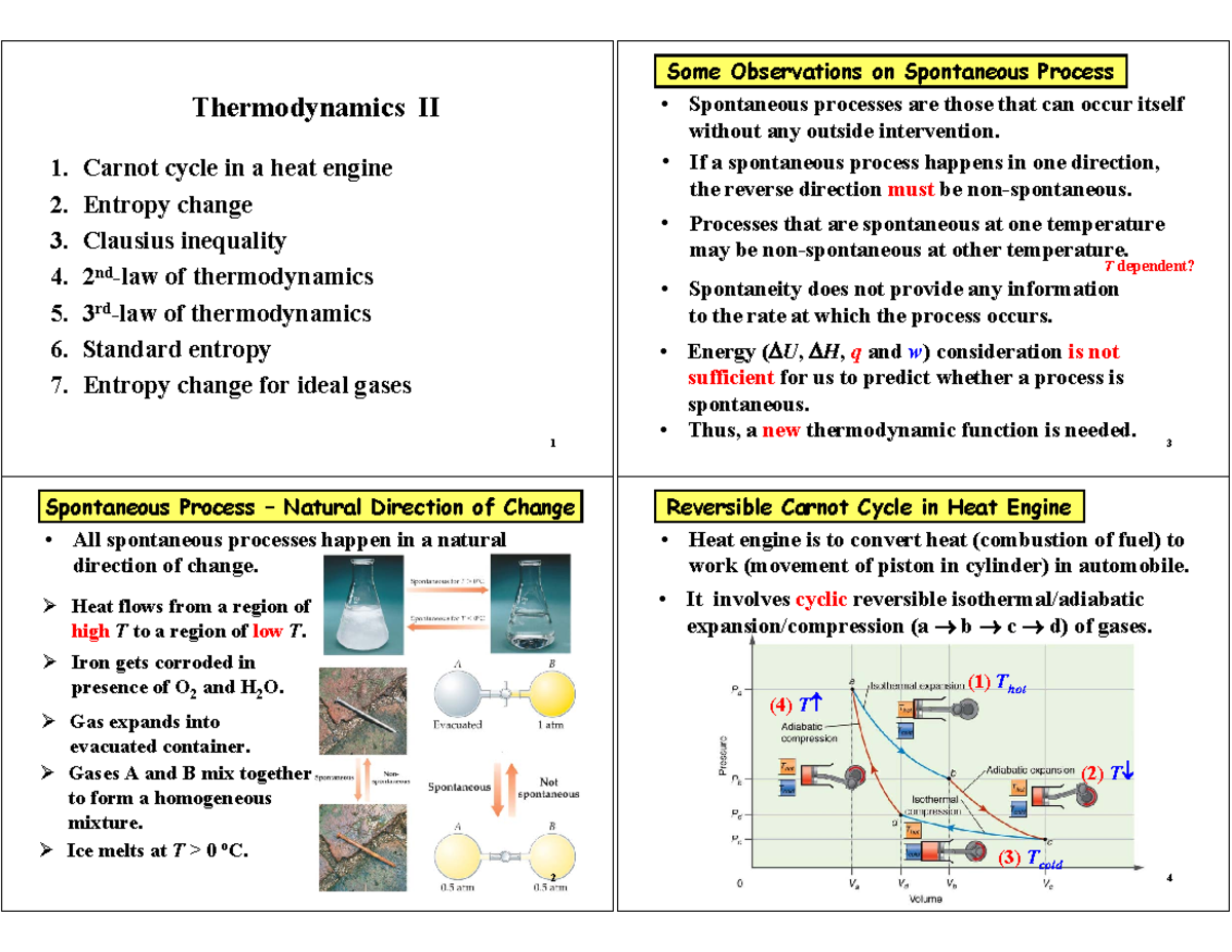 CHEM 2008 ch - Chemistry - Thermodynamics II 1. Carnot cycle in a heat ...