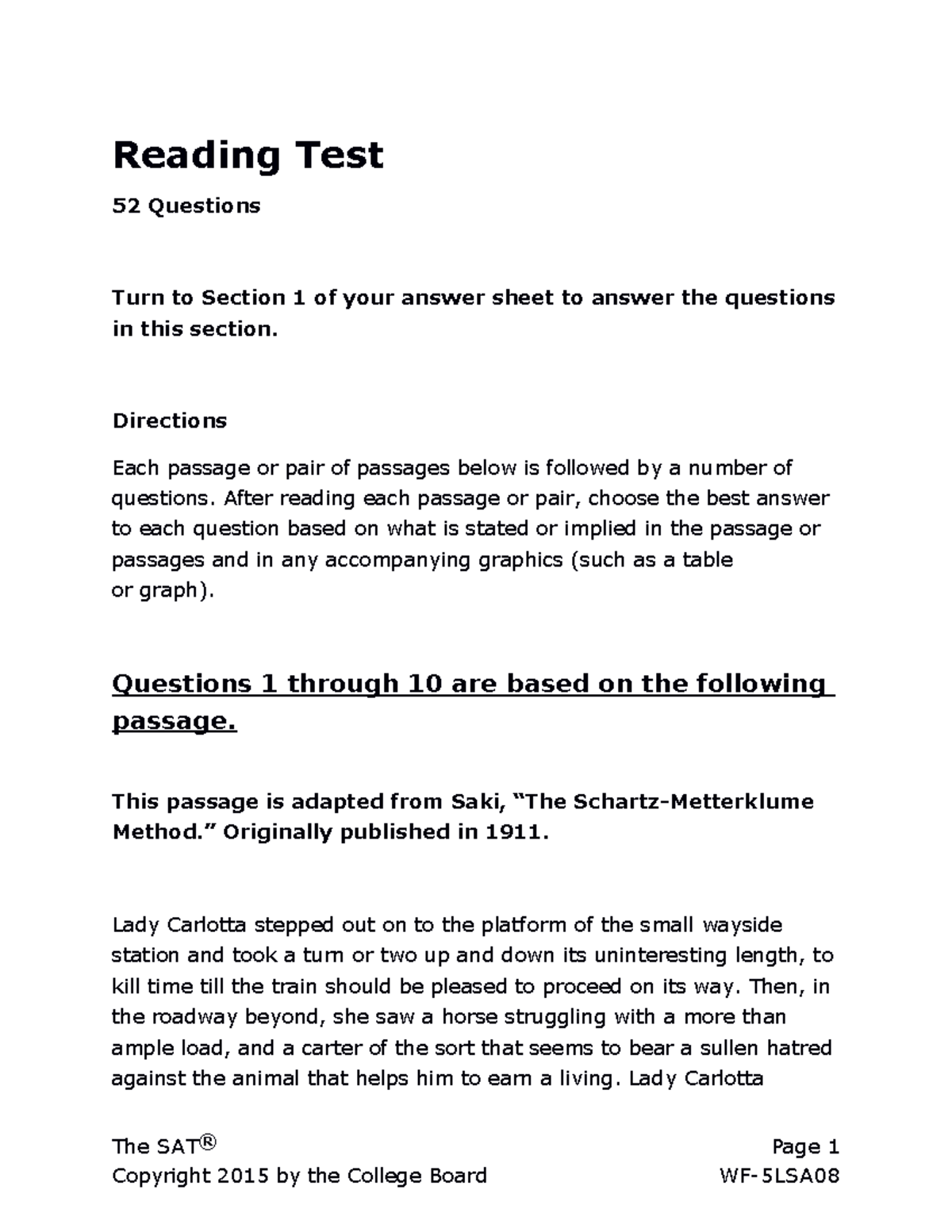 Sat practice test 3 reading assistive technology - Reading Test 52 ...