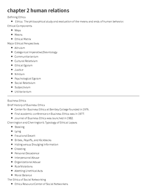 Chapter 1 human relations notes - chapter 1 human relations What is ...