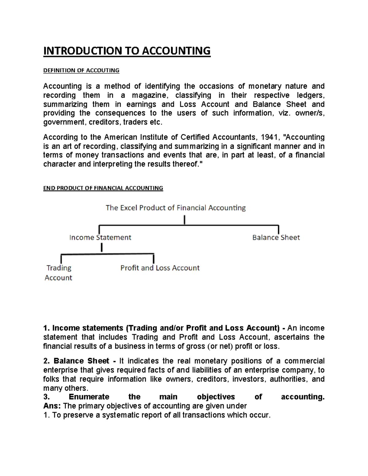Accounting- Introduction TO Accounting - INTRODUCTION TO A DEFINITION ...