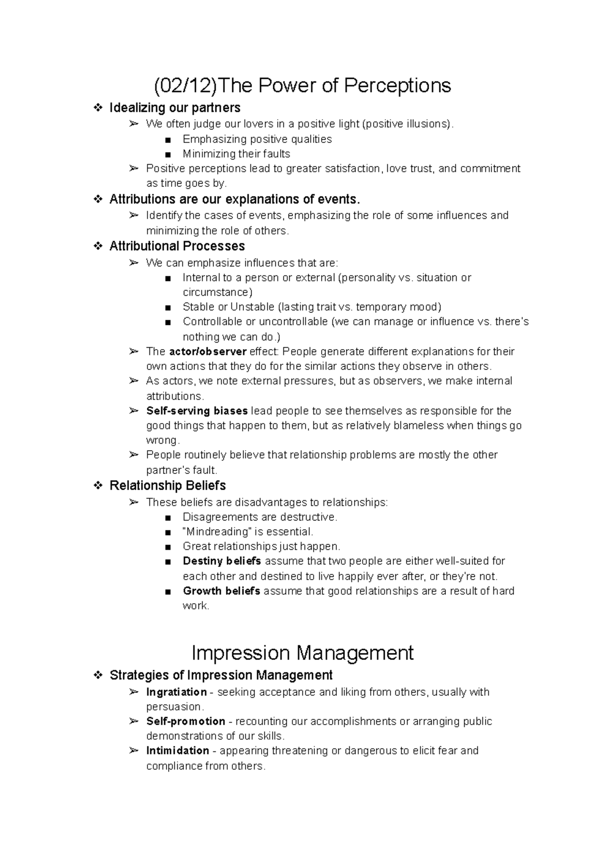 FAS Class Notes - (02/12)The Power of Perceptions Idealizing our ...