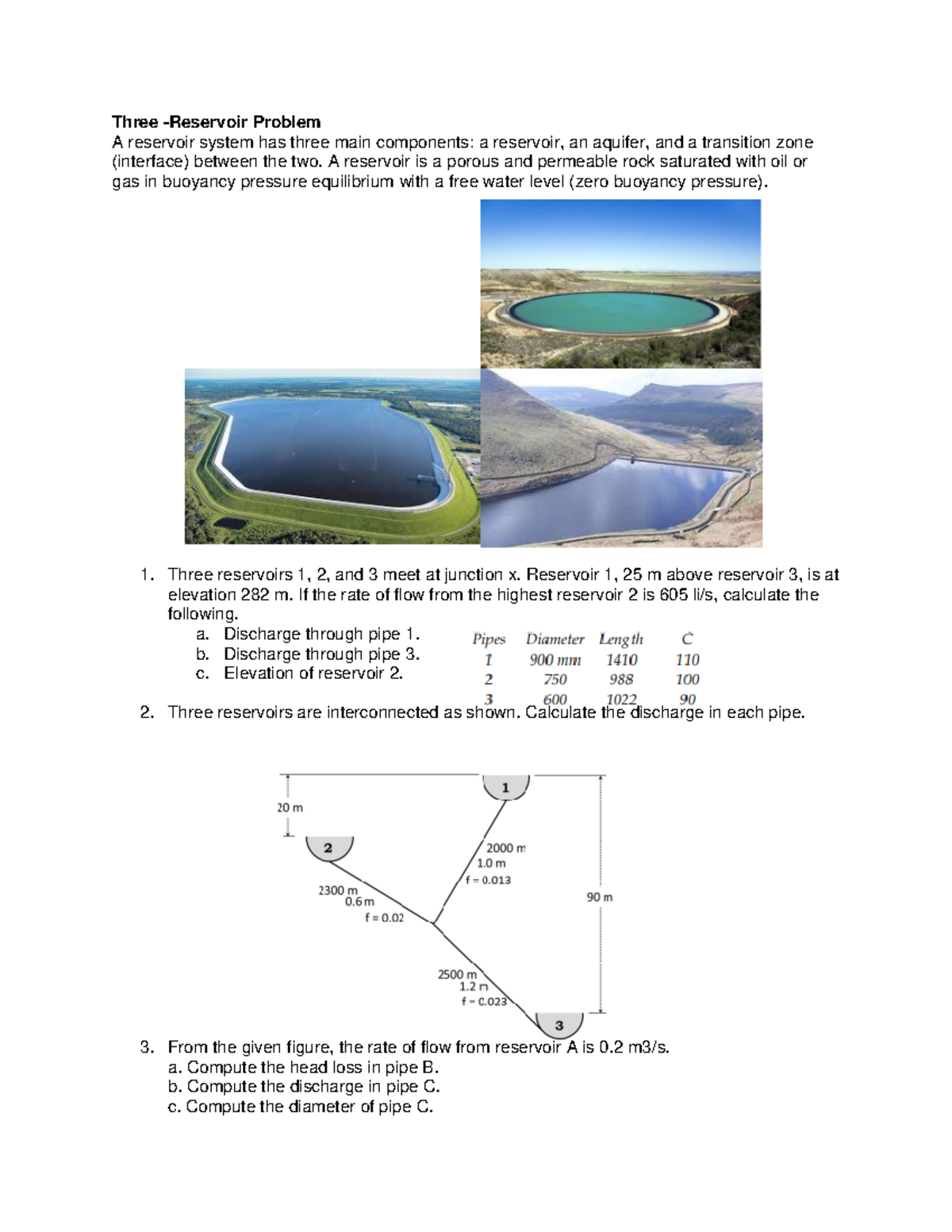 Assignment Three Reservoir Problem - Three - Reservoir Problem A ...